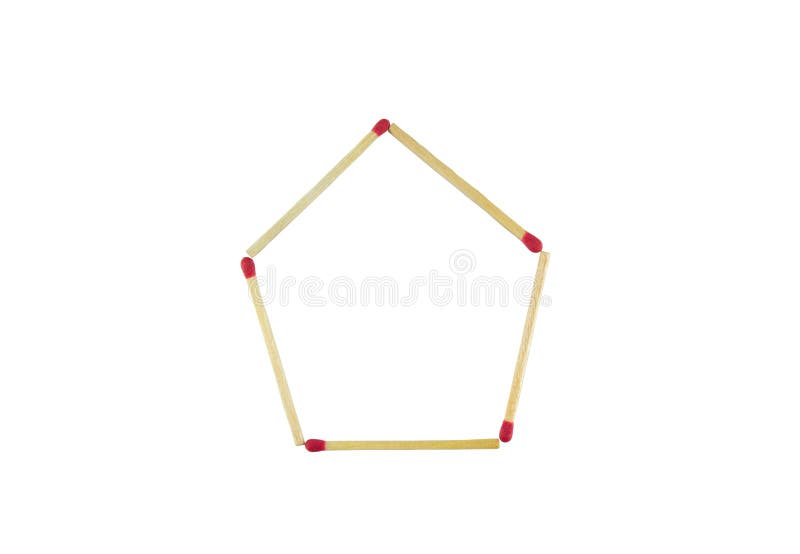 Pentagon Shape of Red Matchsticks Isolated on White Background, Top ...