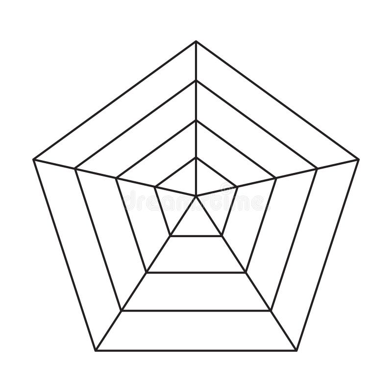 Pentagon Web Diagram. Radar Chart Pattern. Five Point Vector ...
