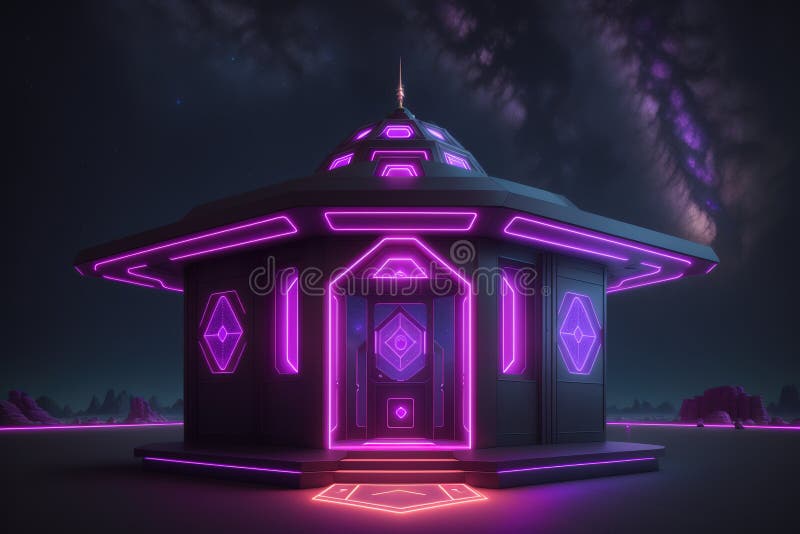 Neon Beams between Two Wavy Dune Mirror Surfaces. Stock Illustration ...