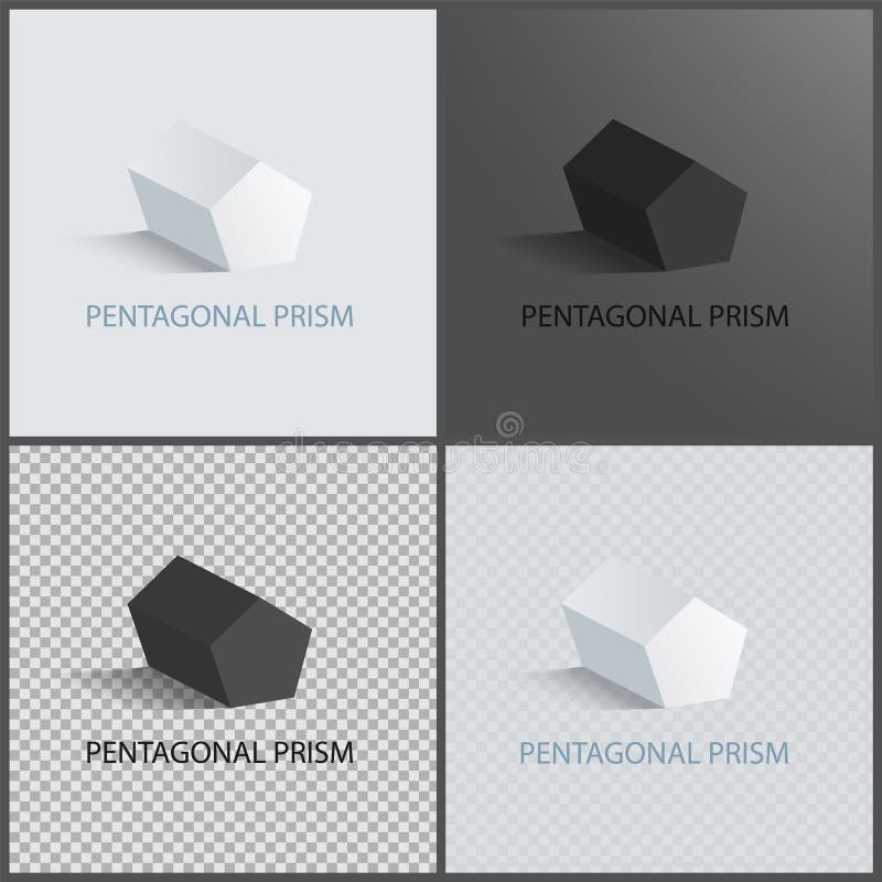 Pentagonal Prisms Set on Dark Light and Transparent Stock Vector ...