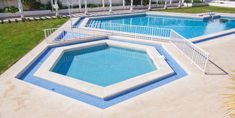 Pentagonal Summer Pool Outside. Stock Photo - Image of resort, pool ...