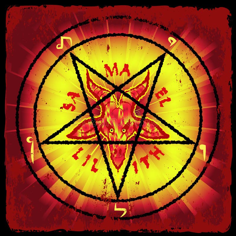 Le Pentagone étoilé Renversé Ou Inversé Avec Le Symbole Blanc En Forme ...