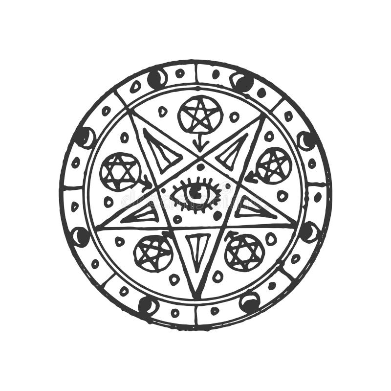 Pentagram Magic Circle, Masonry Talisman with Eye Stock Vector ...