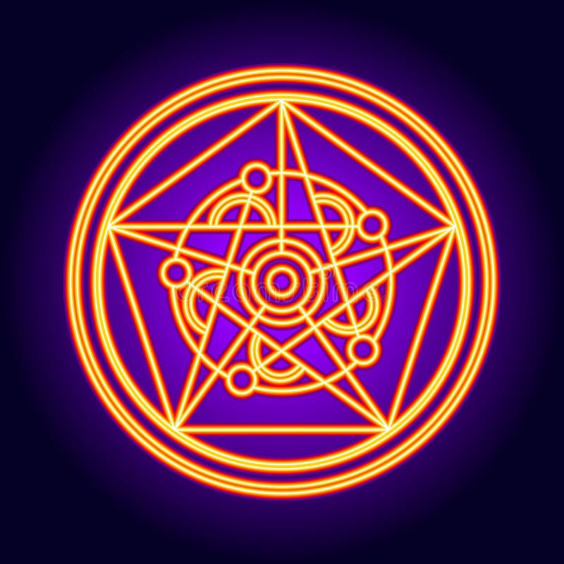 Pentagram of Sacred Light. a Neon Orange Esoteric Star Symbol Stock ...