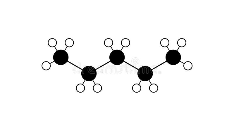 Pentane Molecule, Structural Chemical Formula, Ball-and-stick Model ...