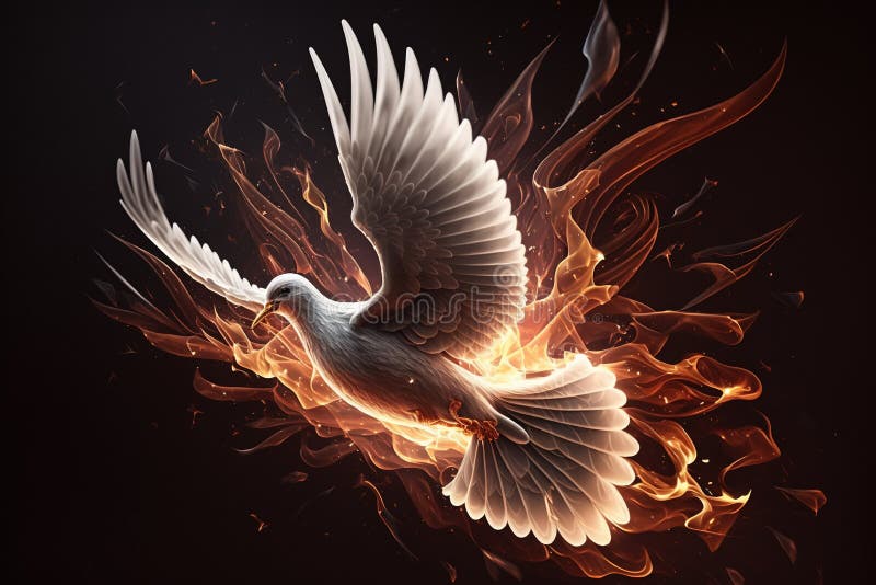 Pentecost Background with Flying Dove and Fire. Generative AI Stock ...