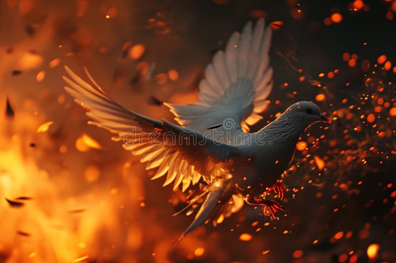 Pentecost Background with Flying Dove and Fire. Generative AI Stock ...