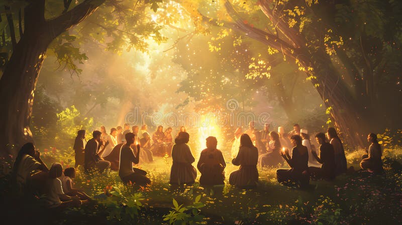 Pentecost, a Group of People in a Natural Outdoor Setting Sharing ...