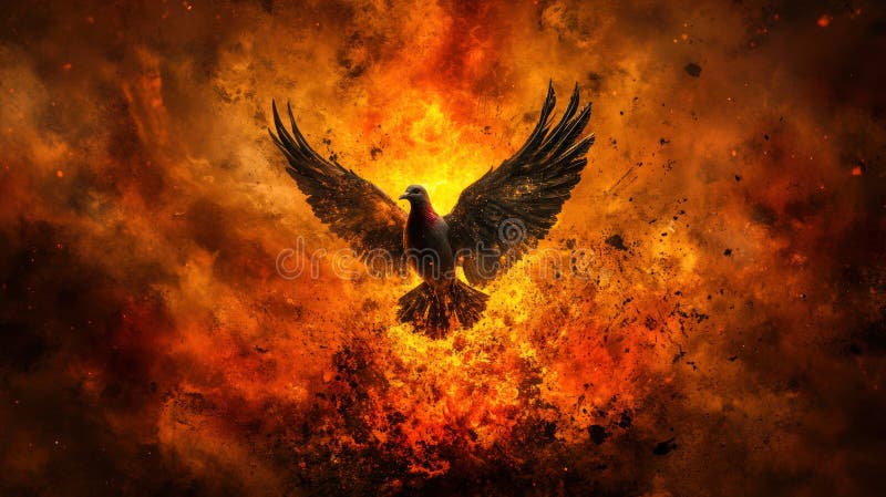 Pentecost Sunday Background with Flying Dove and Fire by Generative Al ...