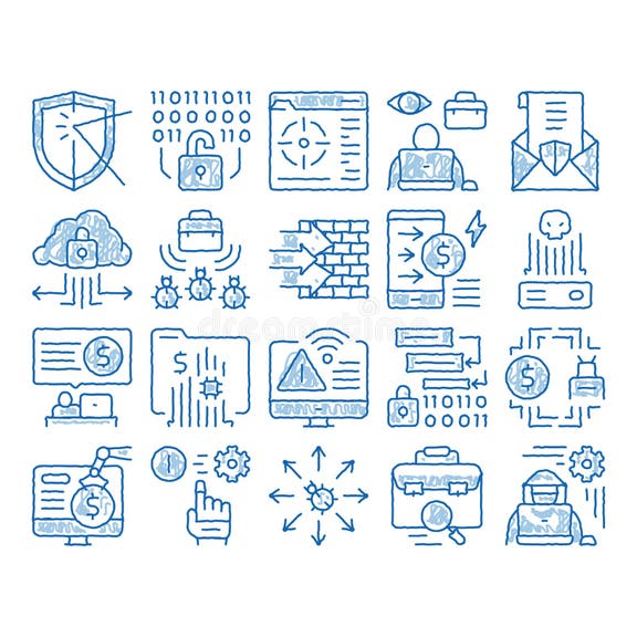 Pentesting Software Icon Hand Drawn Illustration Stock Vector ...