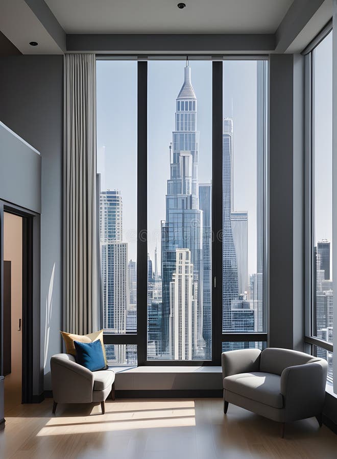 Penthouse Interior: Ultra Realistic Medium Shot Hyper Stock ...