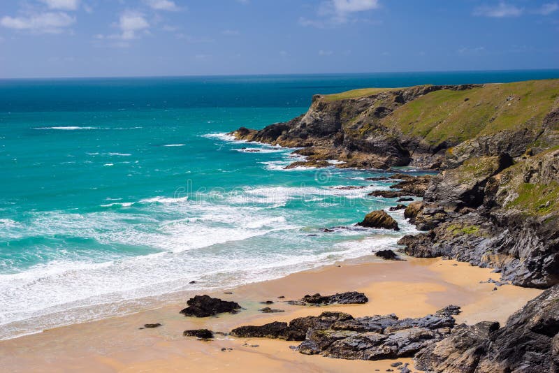 Pentire Steps Beach Cornwall Stock Image - Image of scenery, outside ...