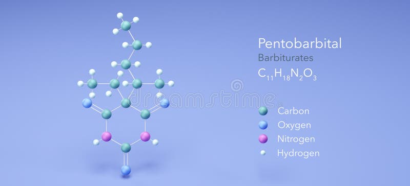 Pentobarbital Molecule, Molecular Structures, Pentobarbitone, 3d Model ...