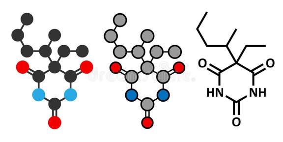 Pentobarbital (pentobarbitone) Barbiturate Sedative Molecule Stock ...