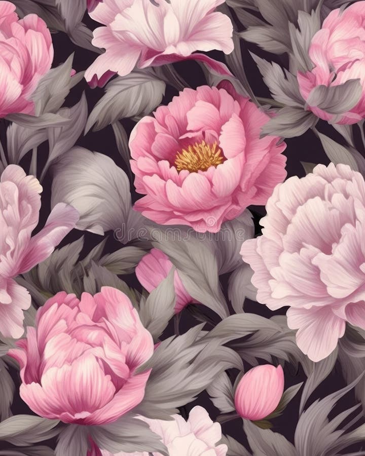 Peonies Illustration - Seamless Digital Pattern for Textiles, Fabrics ...