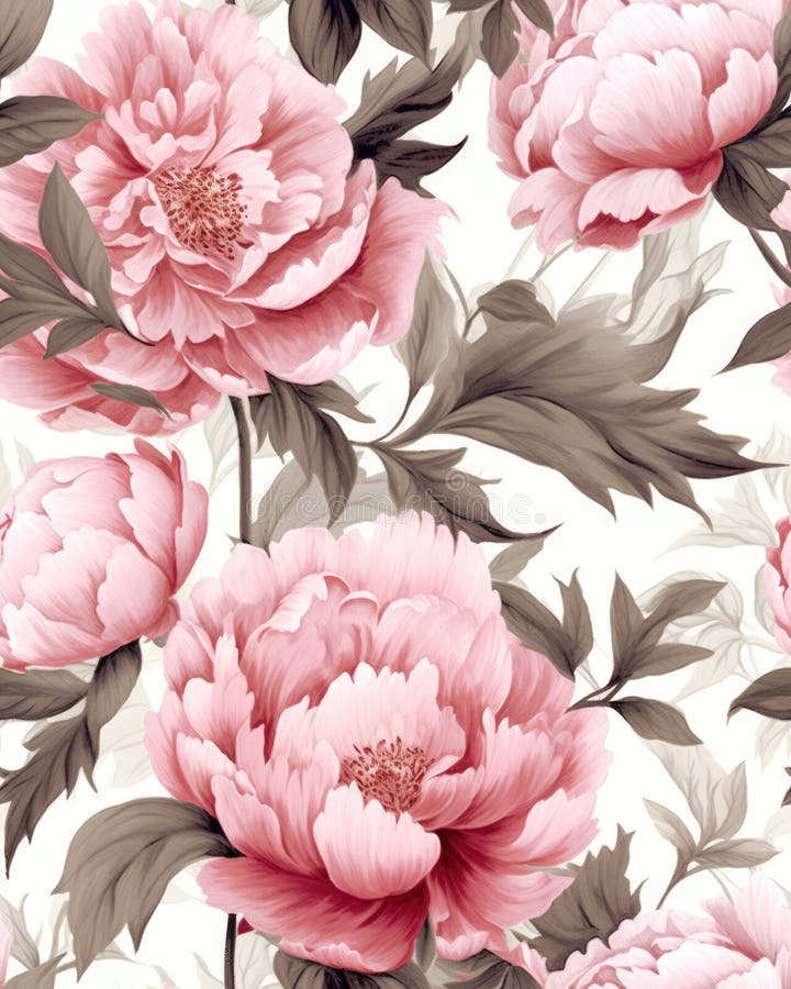 Peonies Illustration - Seamless Digital Pattern for Textiles, Fabrics ...