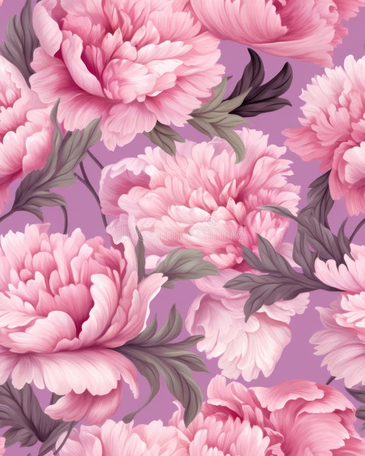 Peonies Illustration - Seamless Digital Pattern for Textiles, Fabrics ...