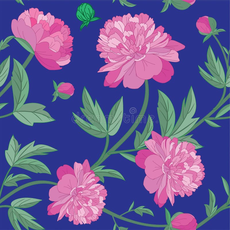 Peonies Pattern. Vector Seamless Texture. Stock Illustration ...