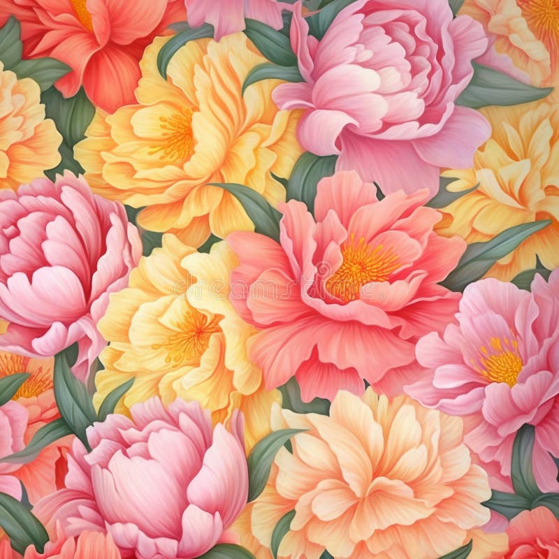 Peony floral pattern stock illustration. Illustration of petal - 277133796