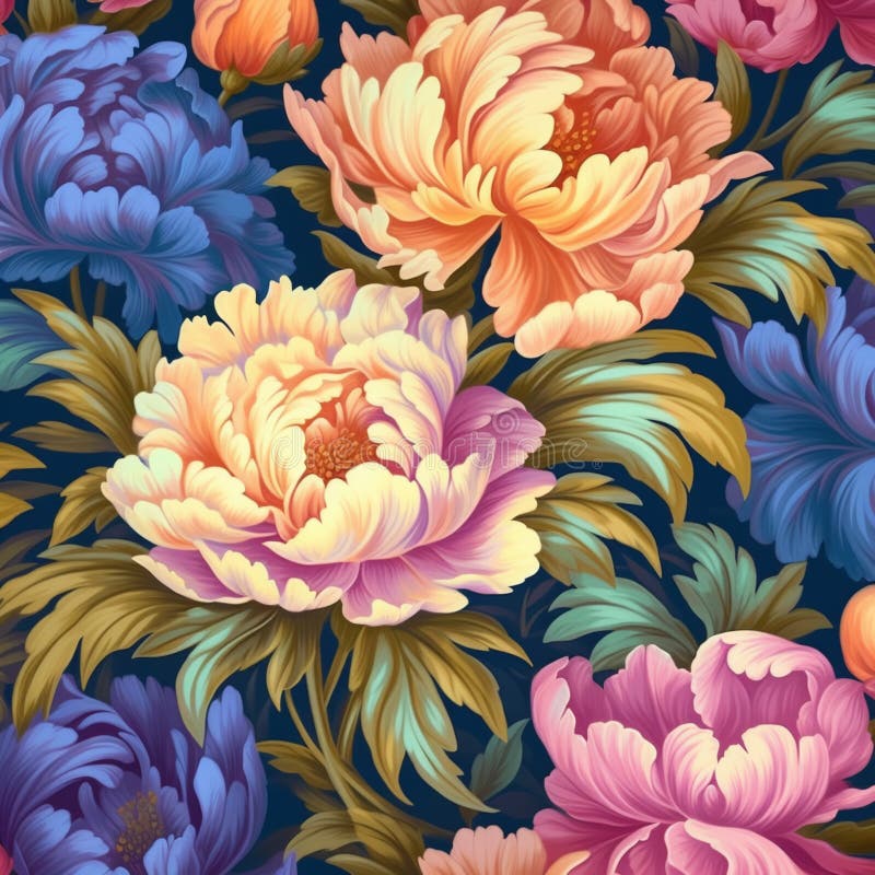 Peony floral pattern stock illustration. Illustration of bouquet ...