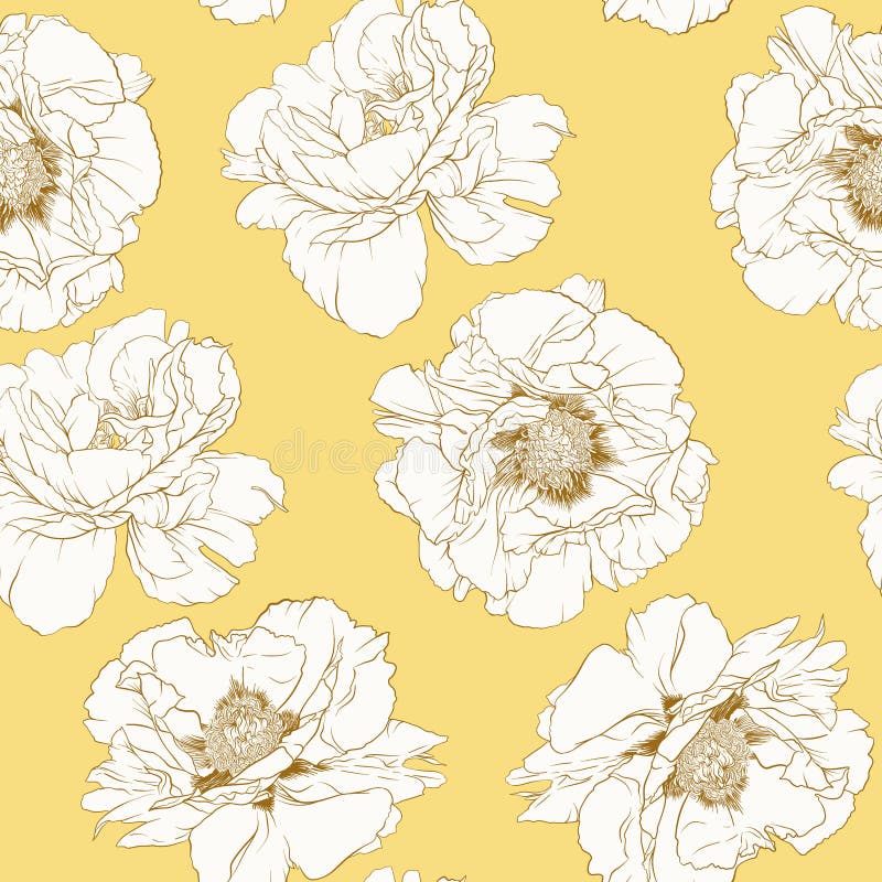 Peony Flower. Seamless Pattern, Background Stock Vector - Illustration ...