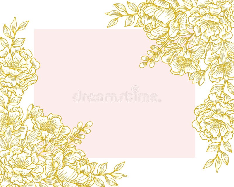 Peony and Hand Drawn Rose Flower Border Stock Vector - Illustration of ...