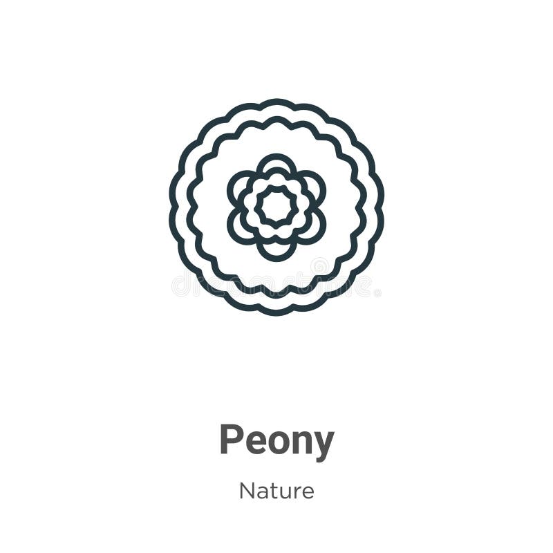 Peony Outline Vector Icon. Thin Line Black Peony Icon, Flat Vector ...