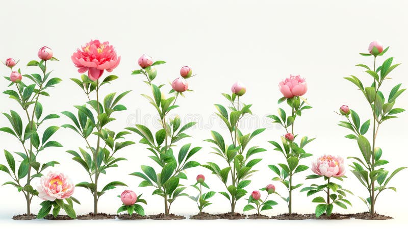 Peony Plant from Young Plant To Full-grown Compare Difference Real Size ...