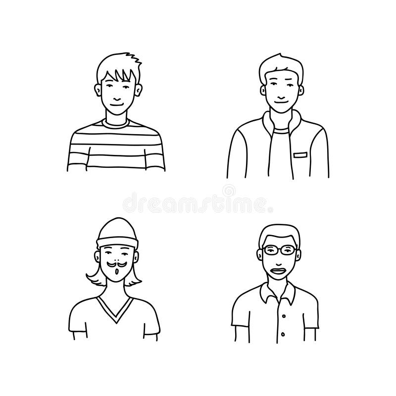 Unique Hand Drawn People Doodle Illustration Sketch Stock Vector ...