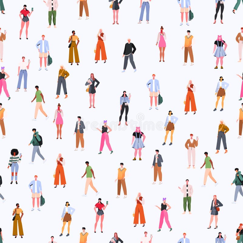 Crowd seamless pattern. stock vector. Illustration of student - 261534154