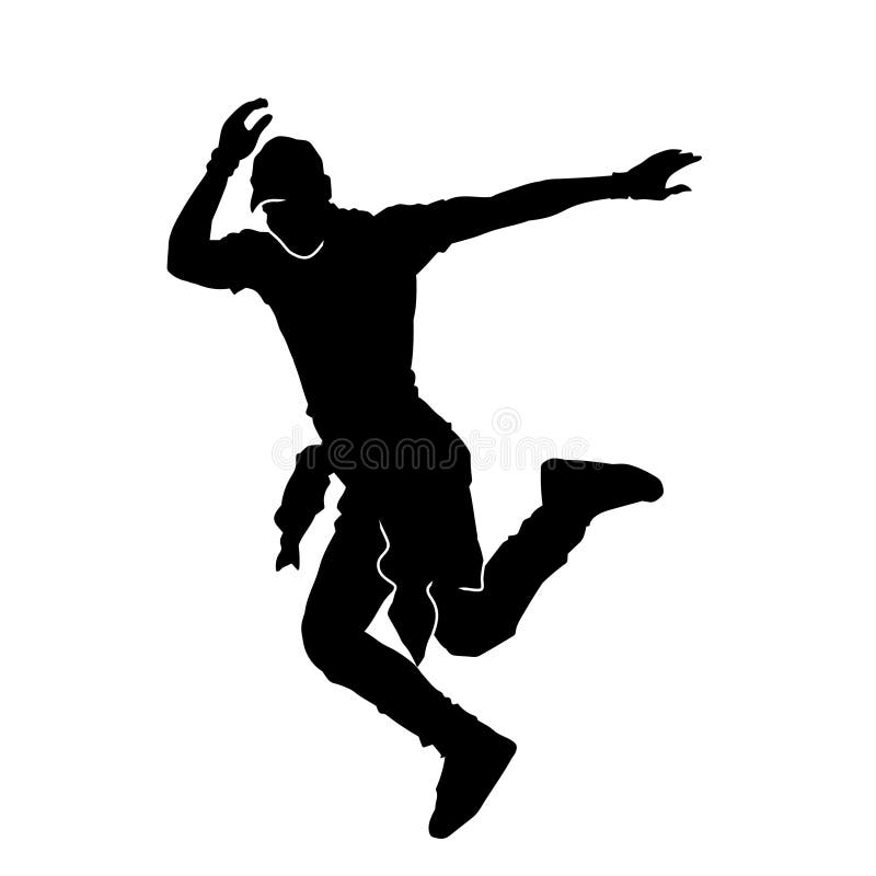 Silhouette of a Male Dancer in Action. Silhouette of a Man Dancing Pose ...