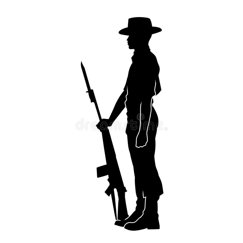 Silhouette of a Guardian Soldier with Fedora Hat and Long Berrel Musket ...