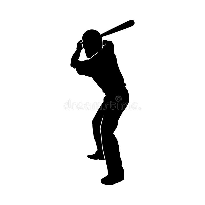 Silhouette of a Male Baseball Batter Beating with His Stick. Stock ...