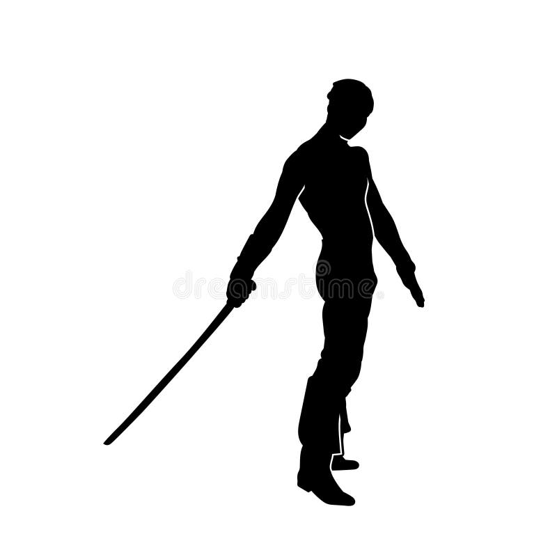 Silhouette of a Male Warrior Holding a Sword Blade Weapon. Stock Vector ...