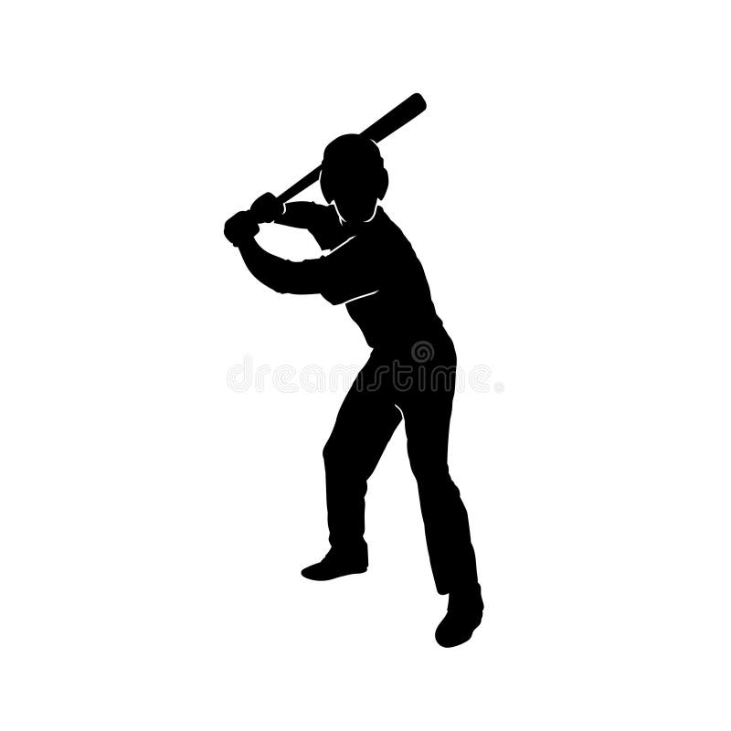 Silhouette of a Male Baseball Batter Ready Pose. Stock Vector ...