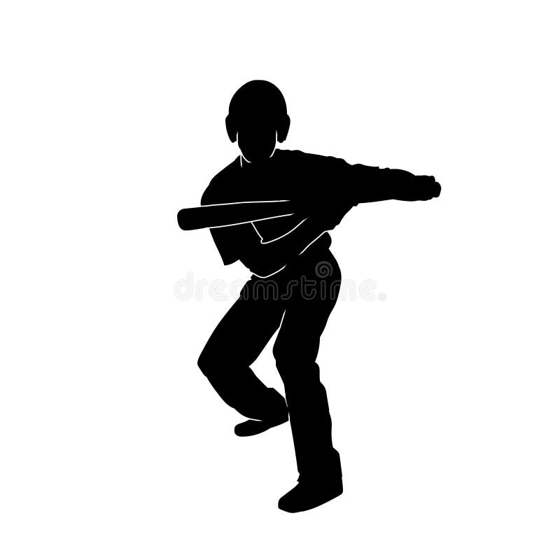 Silhouette of a Male Baseball Batter Beating with His Stick. Stock ...