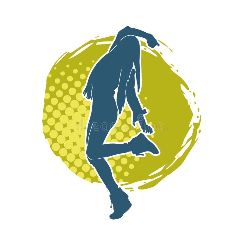 Silhouette of a Casual Female in a Dancing Pose. Stock Vector ...
