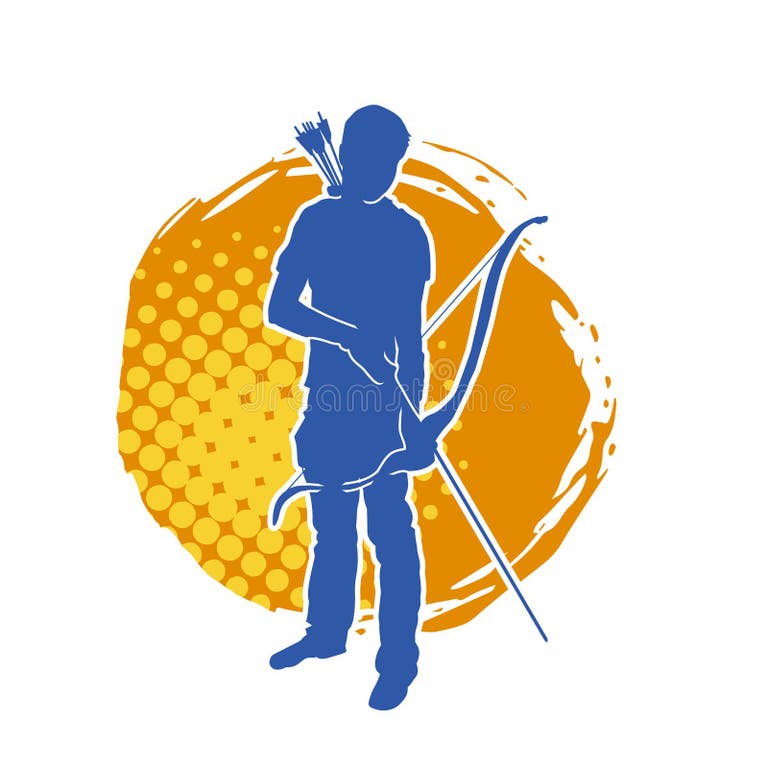 Silhouette of a Female Archer Fighter in Action Pose with Her Arrow and ...