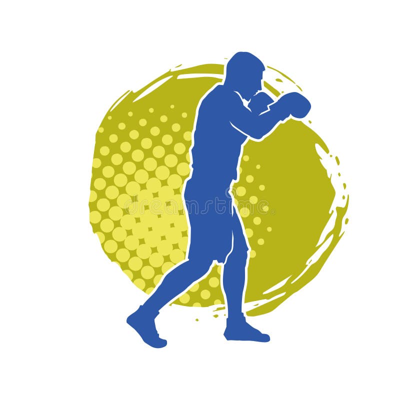 Silhouette of Male Boxing Athlete in Action Pose. Stock Vector ...