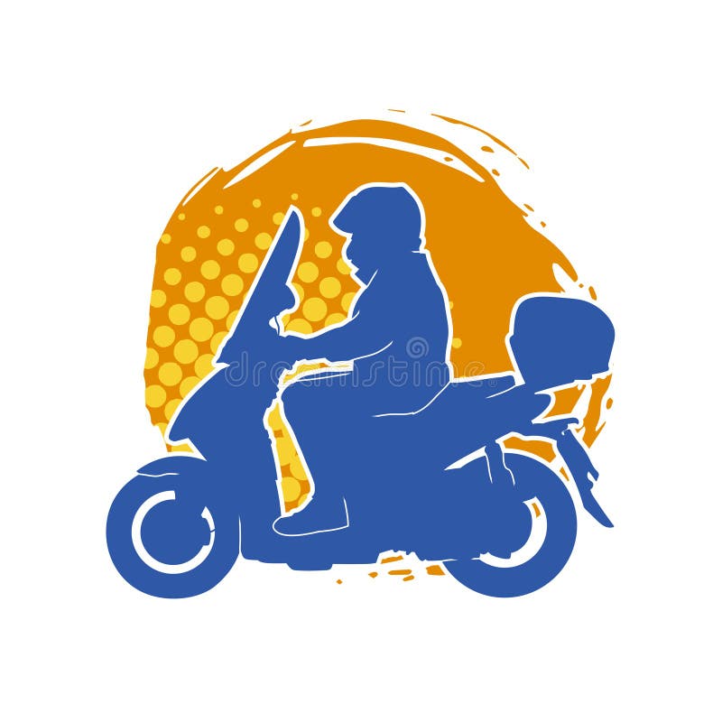 Silhouette of a Motor Rider Ride an Electric Motorbike. Stock Vector ...