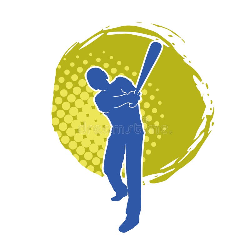 Silhouette of a Male Baseball Batter Player in Action Pose. Stock ...