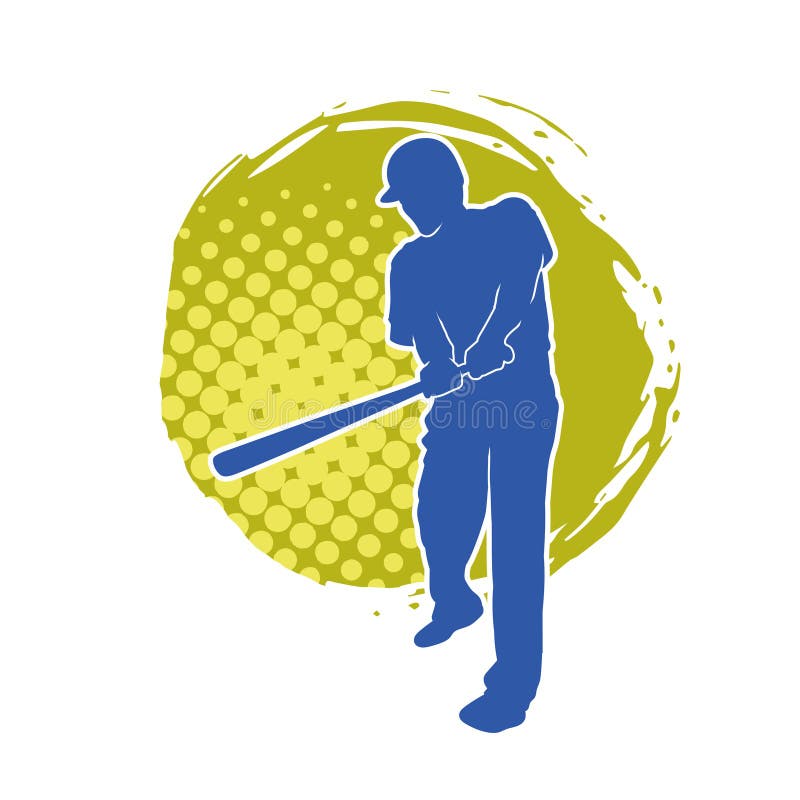 Silhouette of a Male Baseball Batter Player in Action Pose. Stock ...