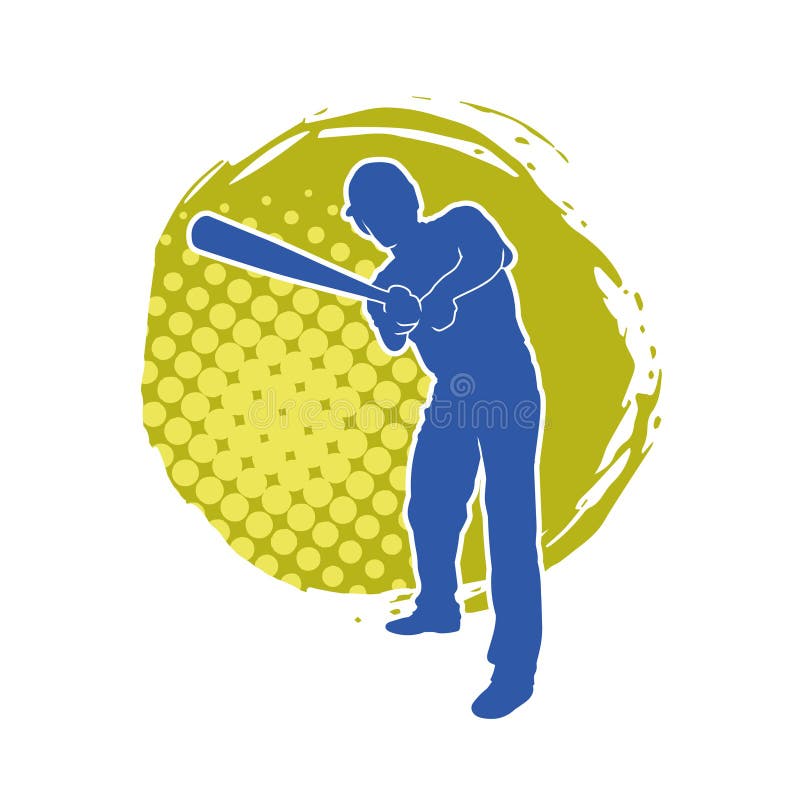 Silhouette of a Male Baseball Batter Player in Action Pose. Stock ...