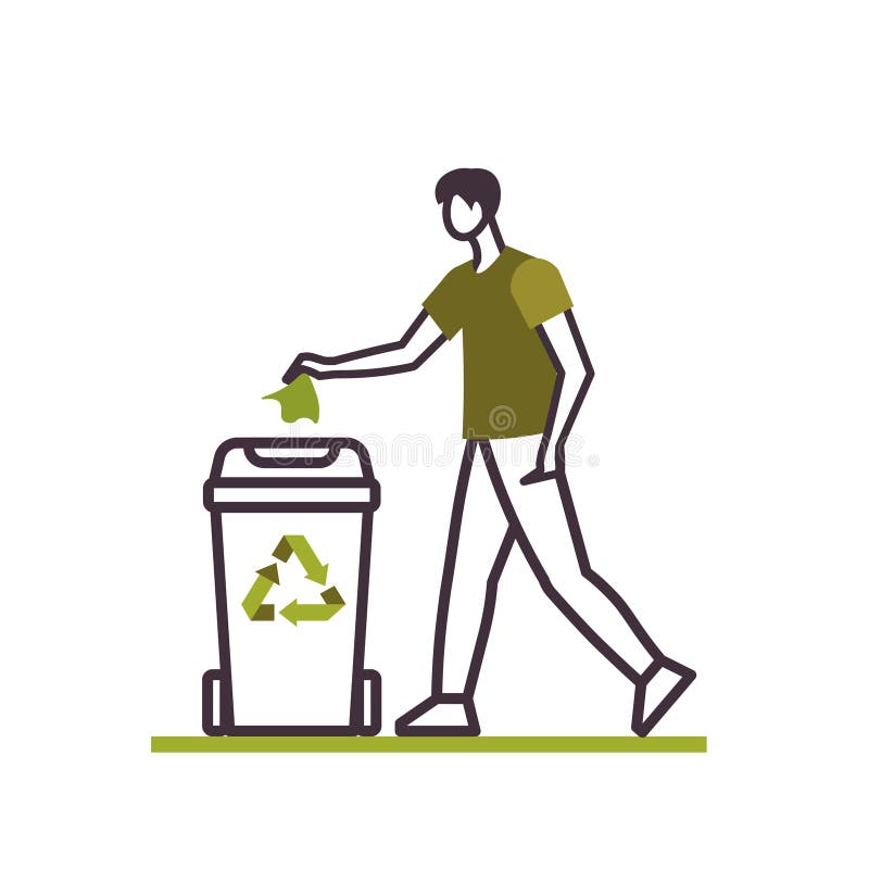 A Man Throws Rubbish into a Bin. Stock Vector - Illustration of litter ...