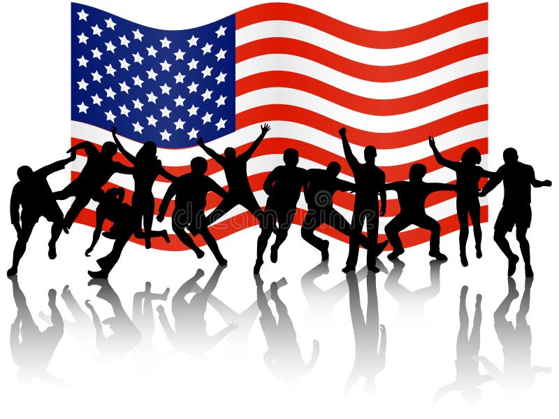 People In Action And Flag Picture. Image: 8080816