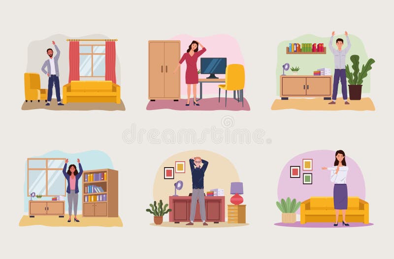 People in Active Break Scenes Stock Vector - Illustration of wellness ...