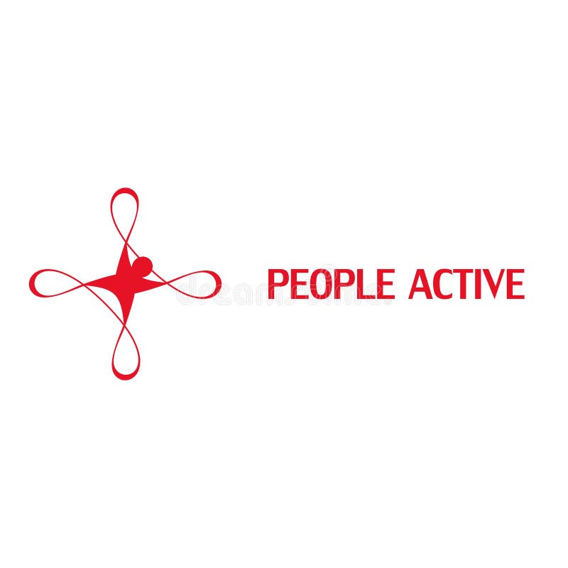 People Active Graphic Logo Vector. Line Style with Red Color. Stock ...
