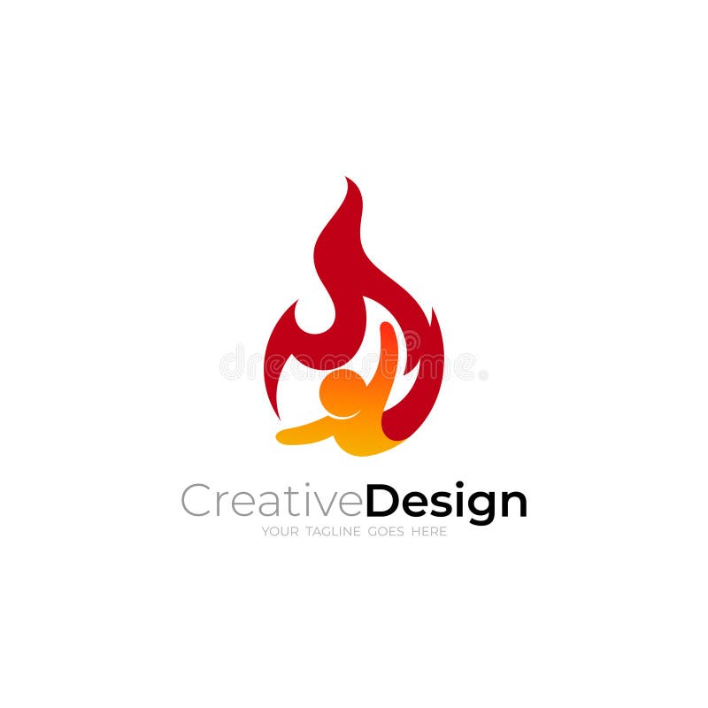 People Active Logo, People Logo and Flame Design Combination Stock ...