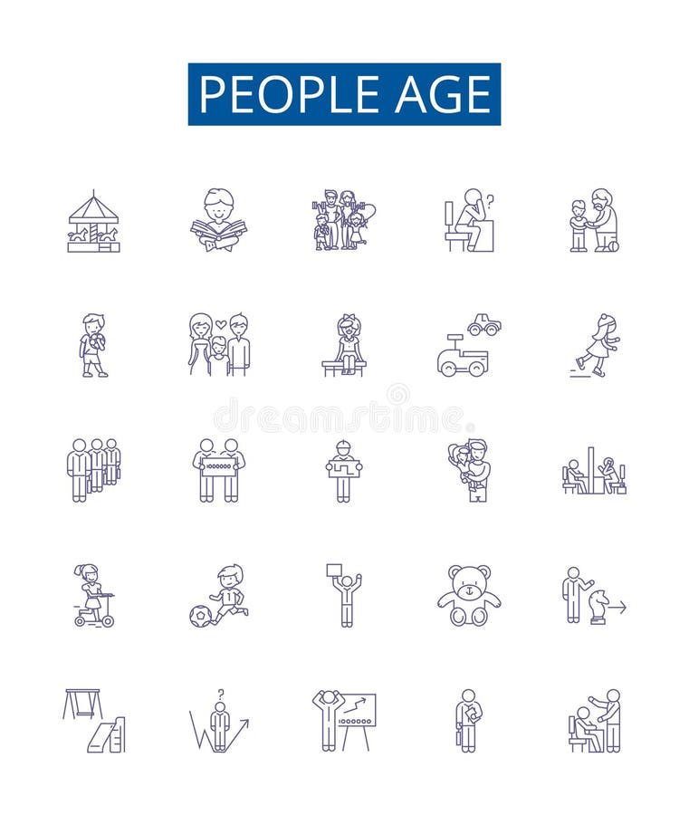 People Age Line Icons Signs Set. Design Collection of Aging, Maturation ...