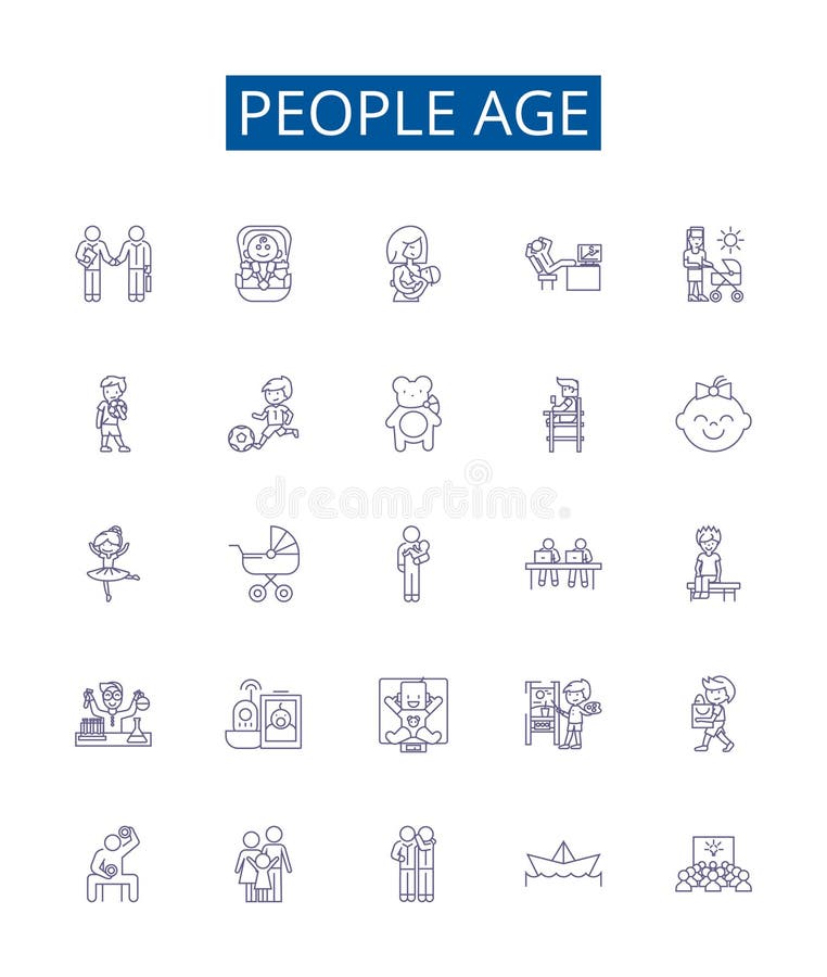 People Age Line Icons Signs Set. Design Collection of Aging, Maturation ...
